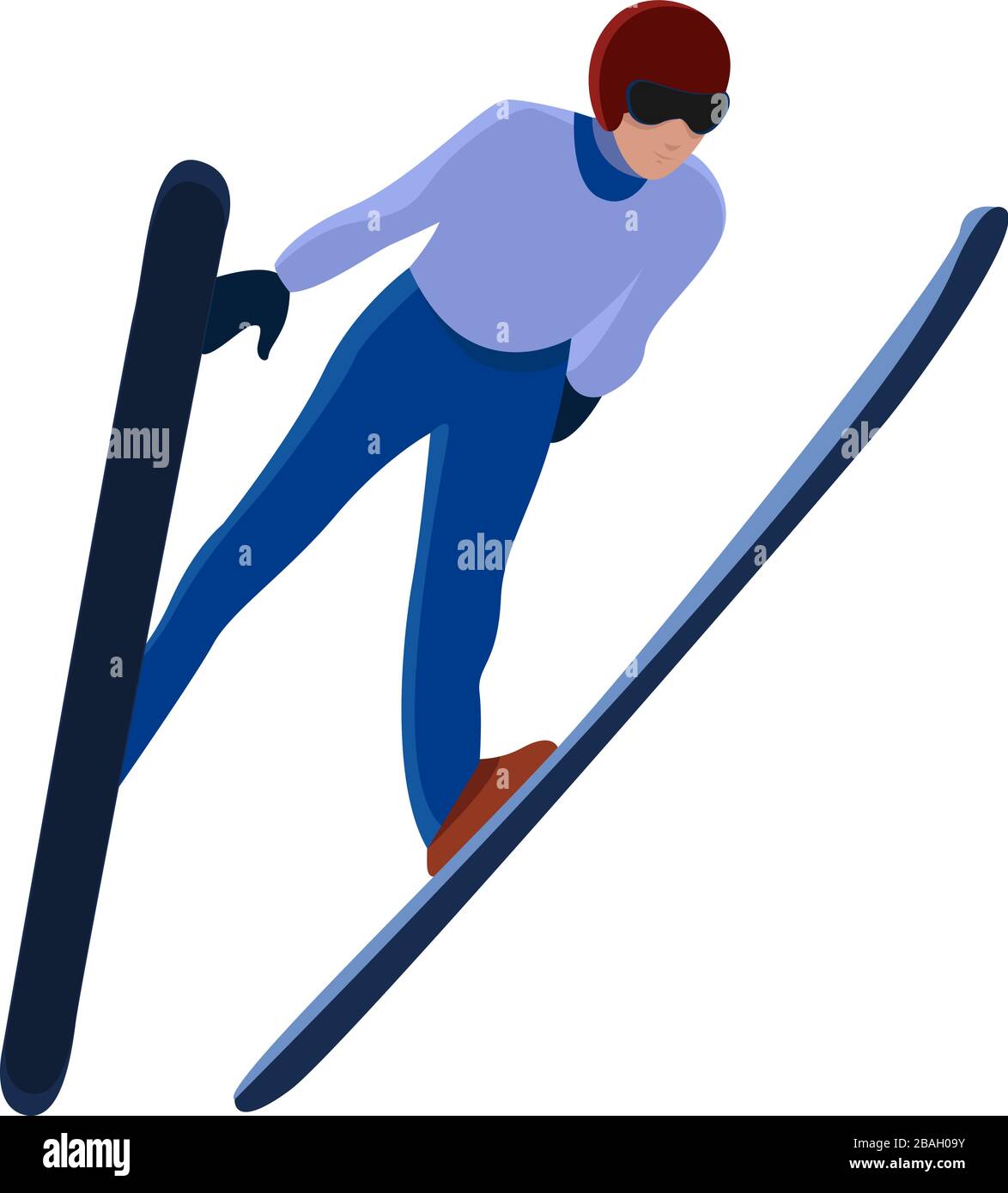 Ski jumping, illustration, vector on white background Stock Vector ...