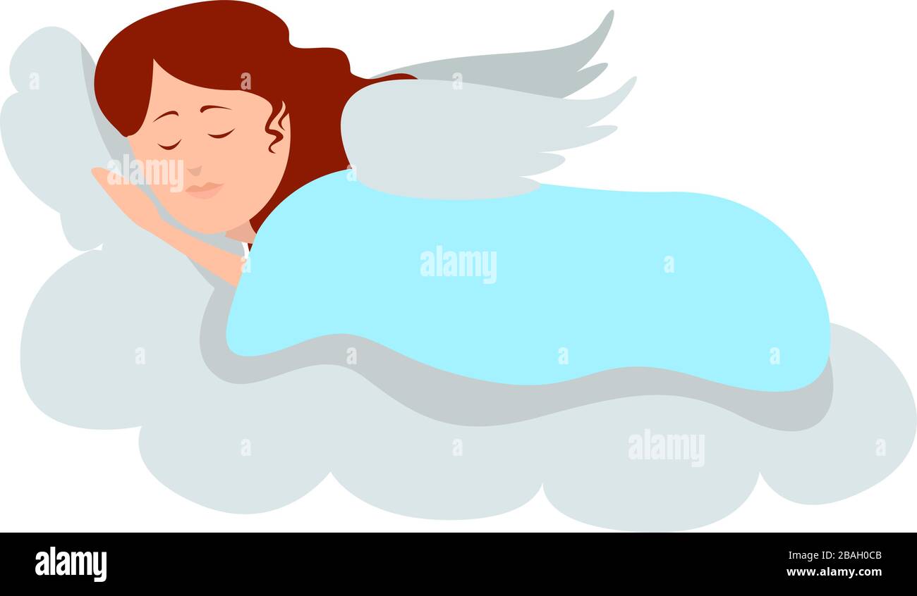 Sleeping angel, illustration, vector on white background Stock Vector ...