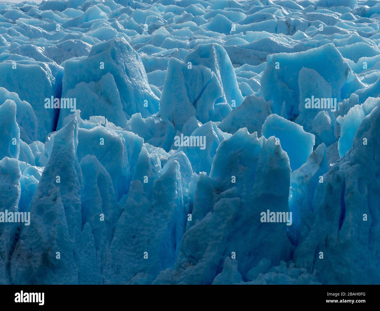 The blue ice of Garibaldi glacier in Patagonia Chile just off the ...