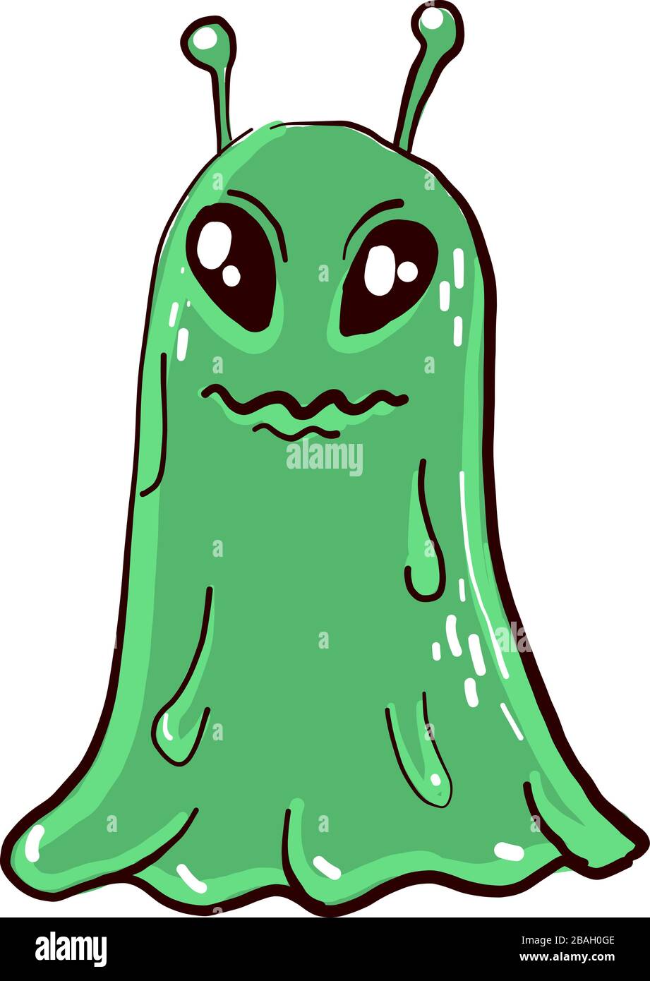 Scared green alien, illustration, vector on white background Stock ...