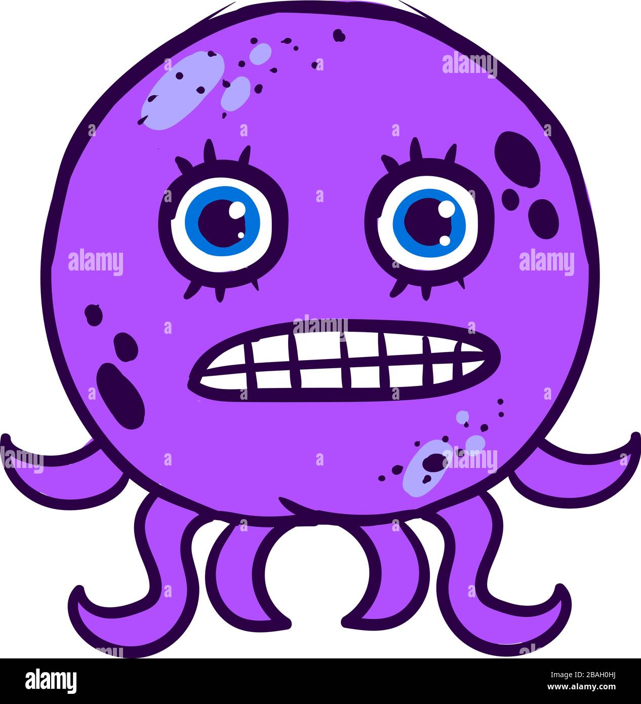 Purple octopus, illustration, vector on white background Stock Vector ...