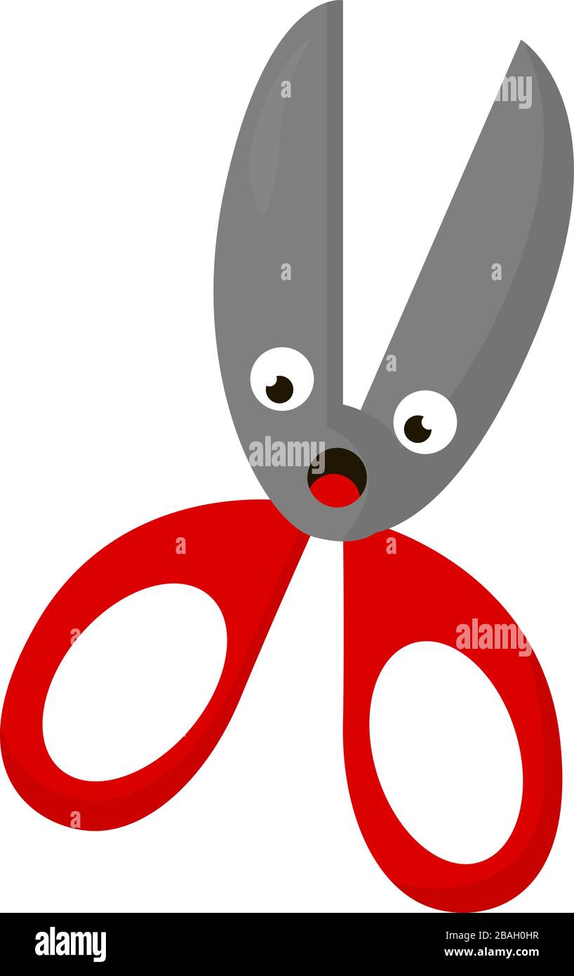 Red scissors, illustration, vector on white background Stock Vector ...