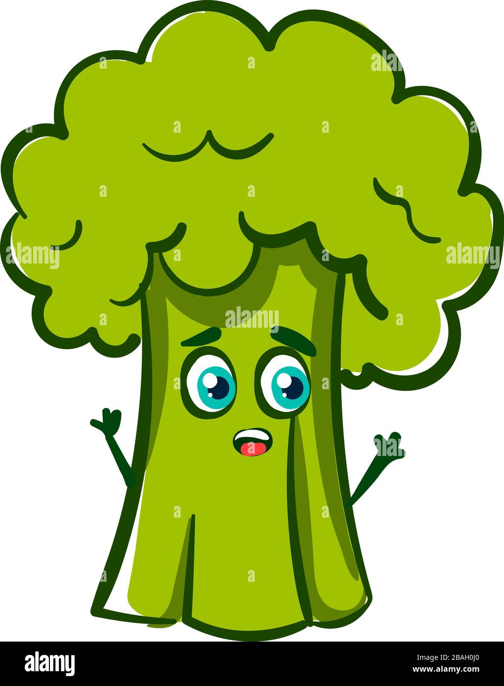 Scared broccoli, illustration, vector on white background Stock Vector ...