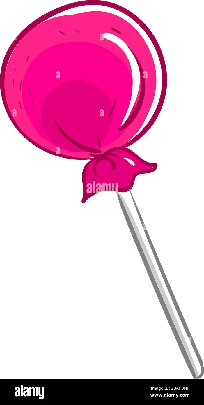 Pink lollipop, illustration, vector on white background Stock Vector ...