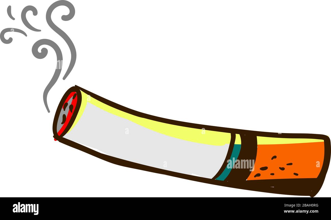 Smoking cigarette, illustration, vector on white background Stock ...