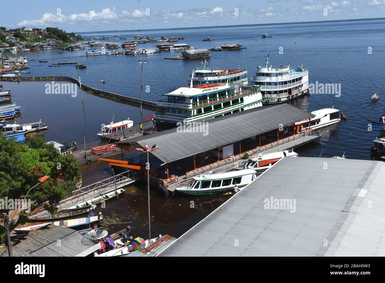 The waterfront of Tefé, a river port on the upper Amazon River in ...