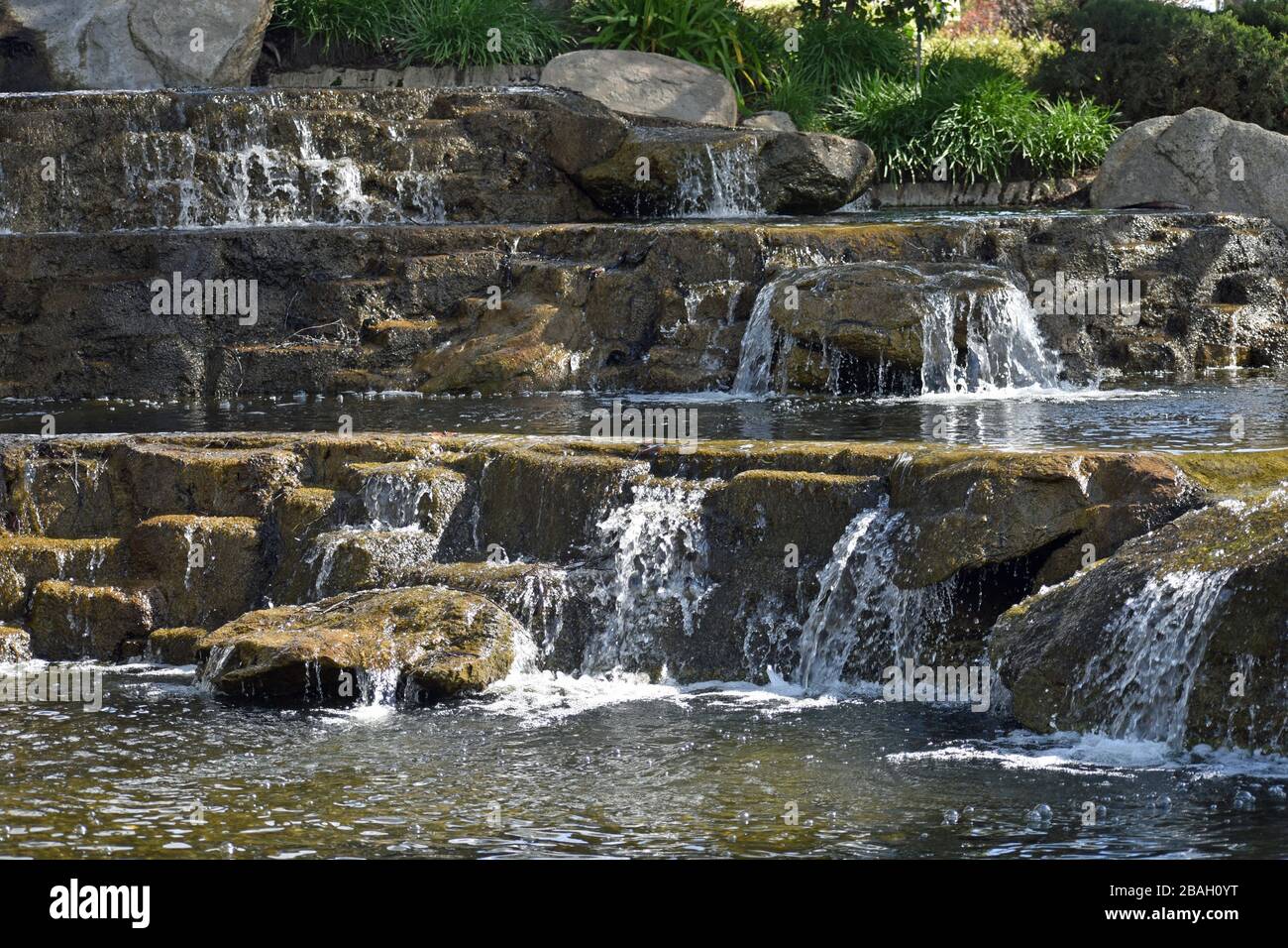 Water Feature with Falls Stock Photo - Alamy