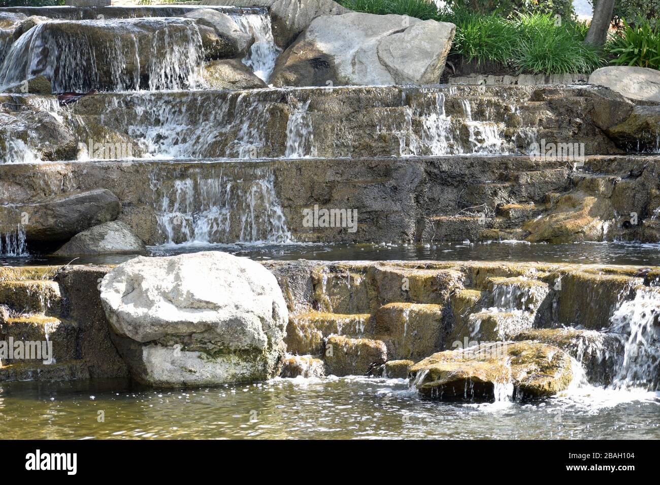 Water Feature with Falls Stock Photo - Alamy