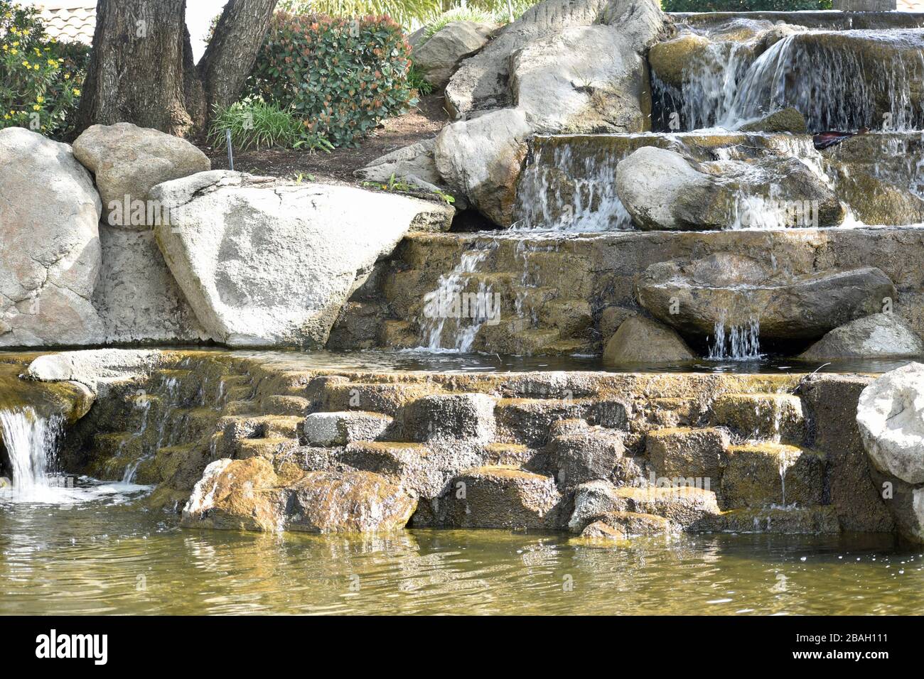 Water Feature with Falls Stock Photo - Alamy