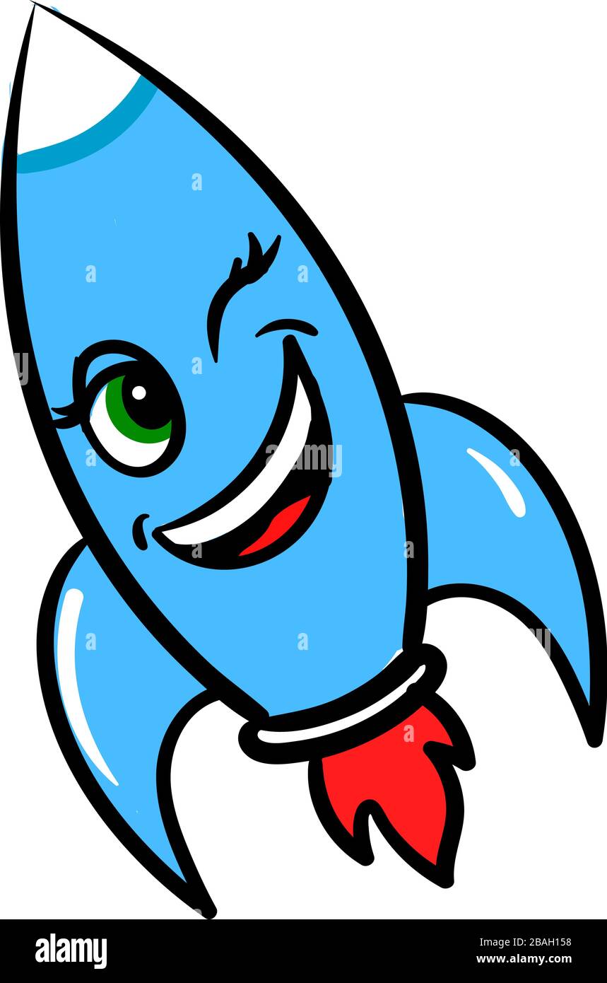 Blue rocket, illustration, vector on white background Stock Vector ...