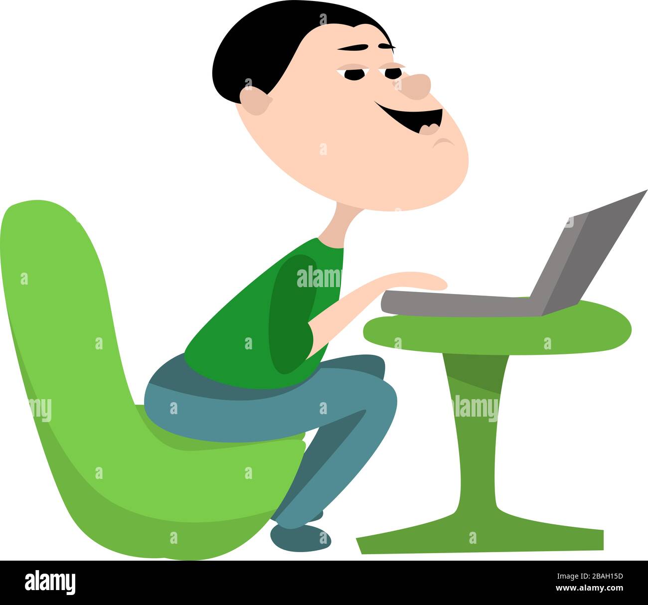 Man playing video games, illustration, vector on white background Stock ...