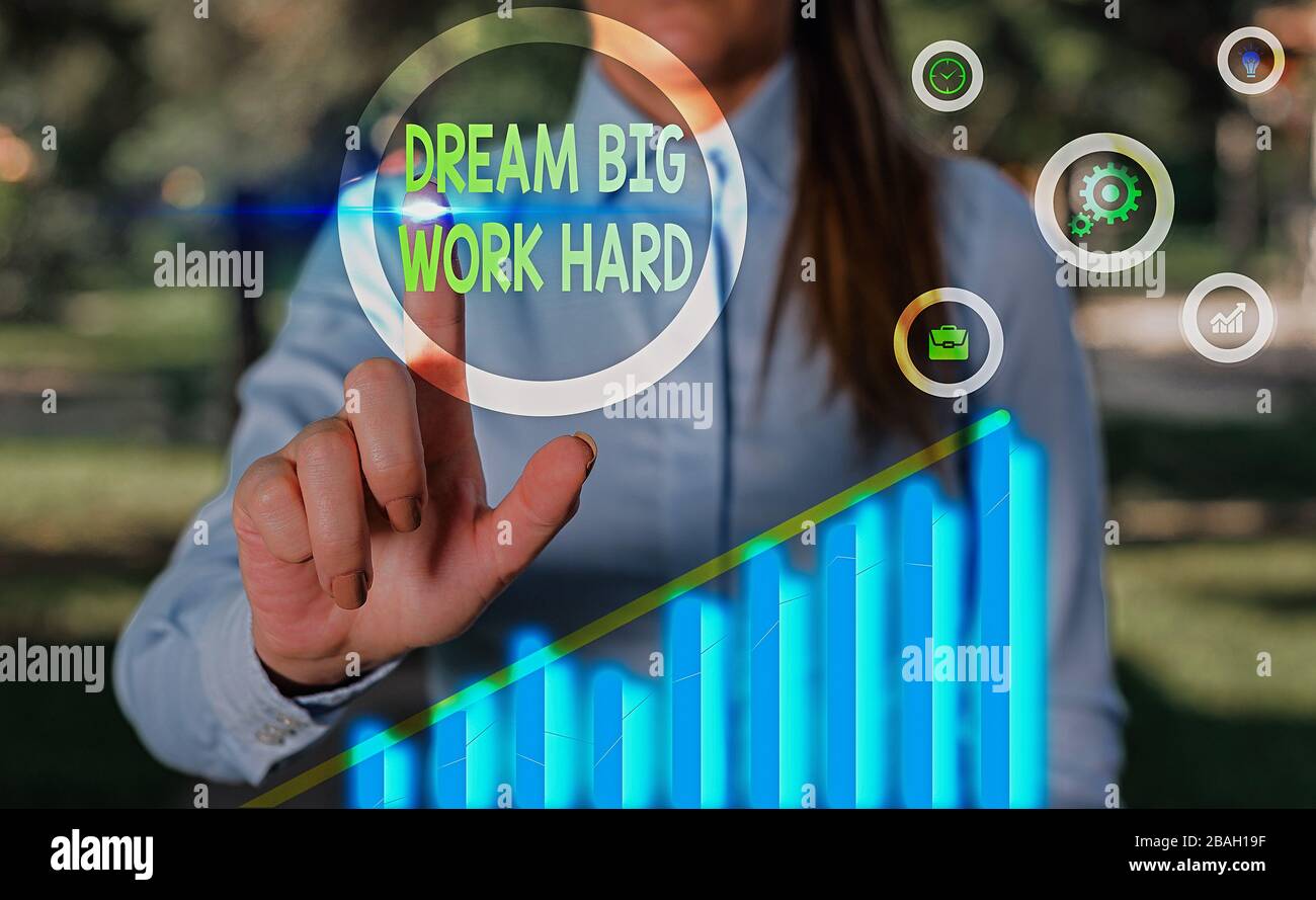 Word writing text Dream Big Work Hard. Business photo showcasing ...