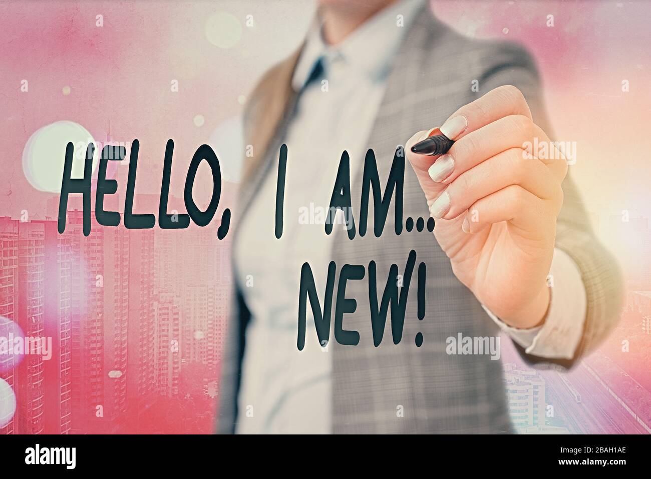 Word writing text Hello I Am New. Business photo showcasing used ...