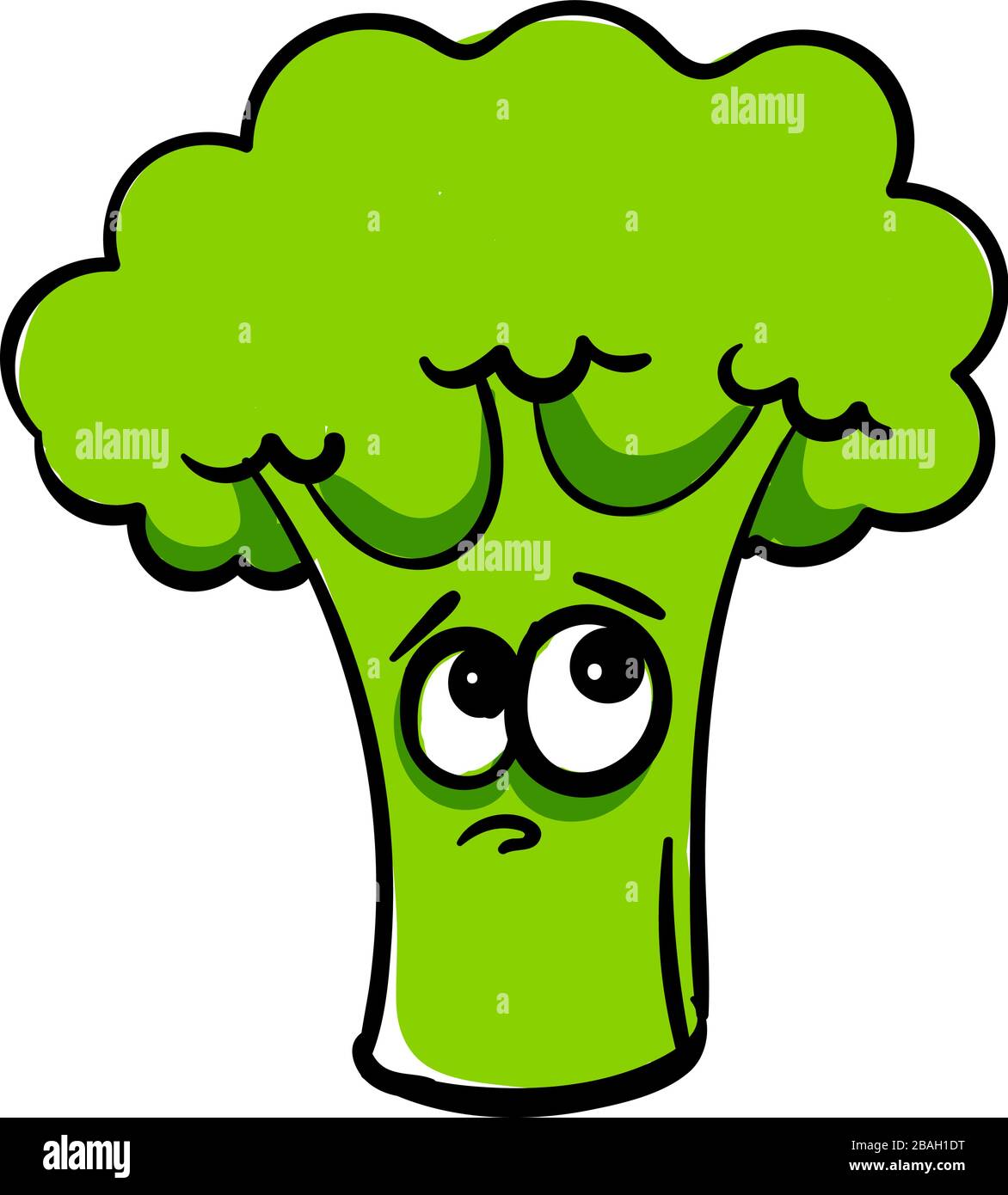 Sad broccoli, illustration, vector on white background Stock Vector ...