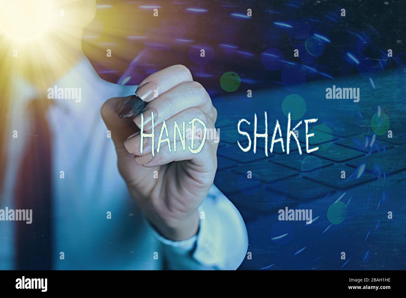 Writing note showing Hand Shake. Business concept for an act showing ...