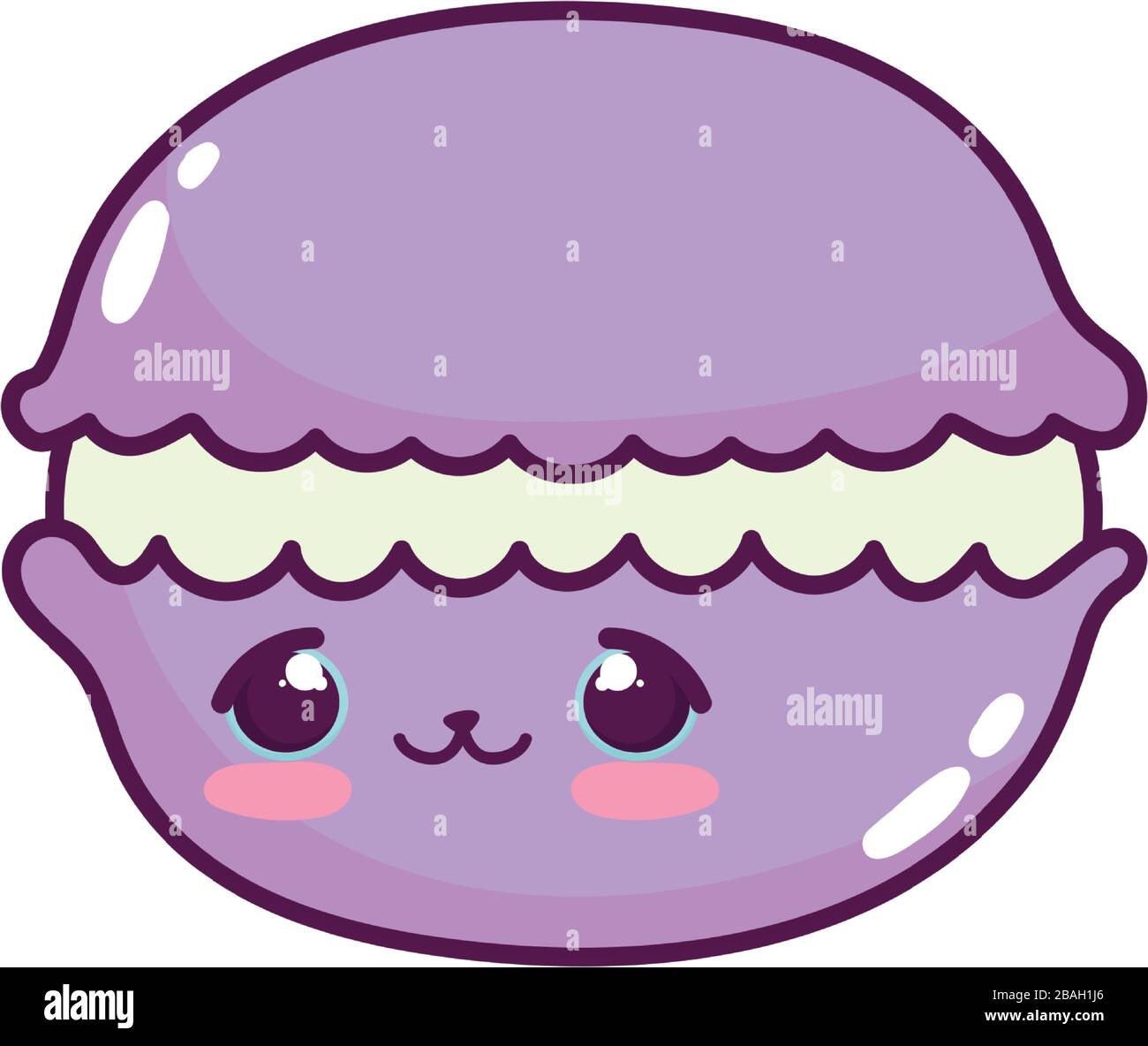 cute food macaroon sweet dessert kawaii cartoon vector illustration ...