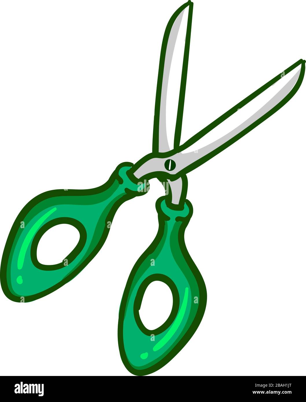 Green scissors, illustration, vector on white background Stock Vector ...