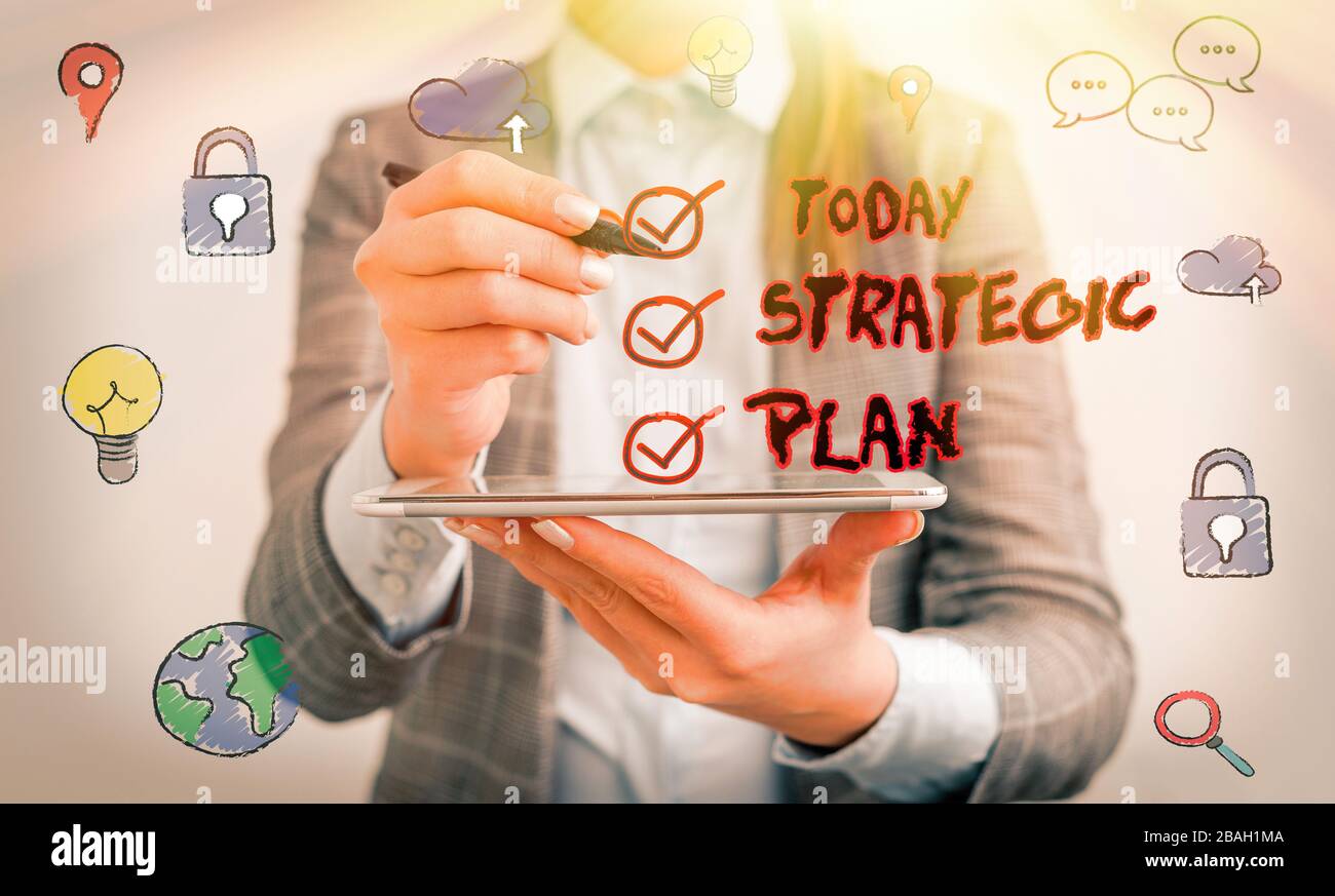 Text sign showing Strategic Plan. Business photo text a systematic ...