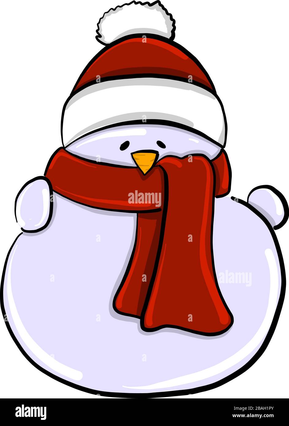Snowman with red scarf, illustration, vector on white background Stock ...