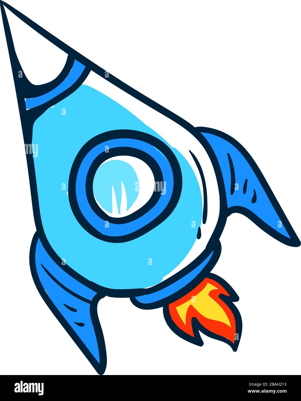 Blue rocket, illustration, vector on white background Stock Vector ...