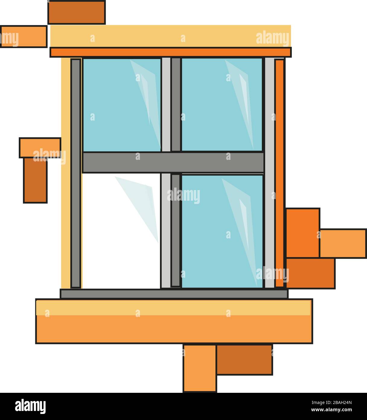 Yellow window, illustration, vector on white background Stock Vector ...