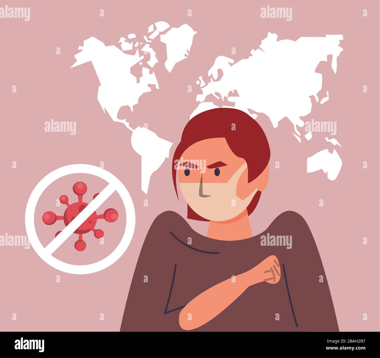 prevent the spread of covid19 campaign with woman using face mask Stock ...