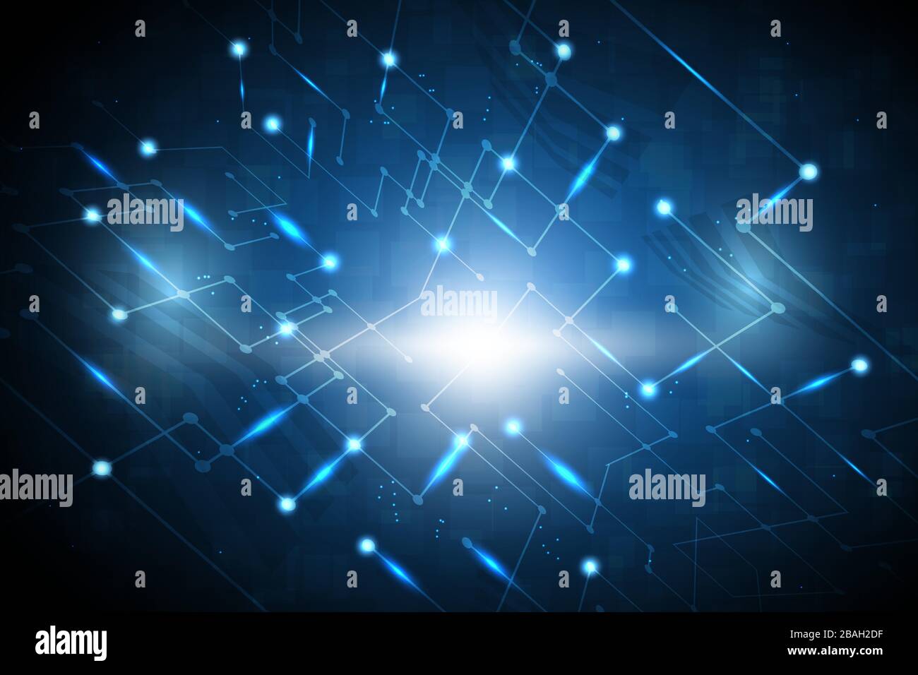 Abstract technology background with perspective glowing circuit pattern ...