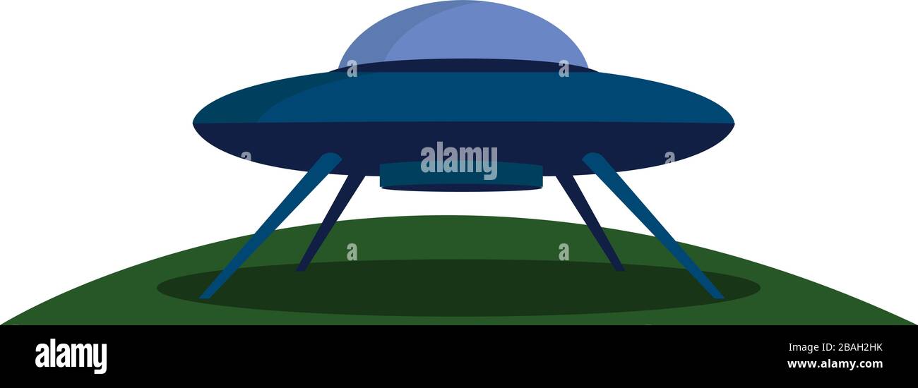UFO landing, illustration, vector on white background Stock Vector ...