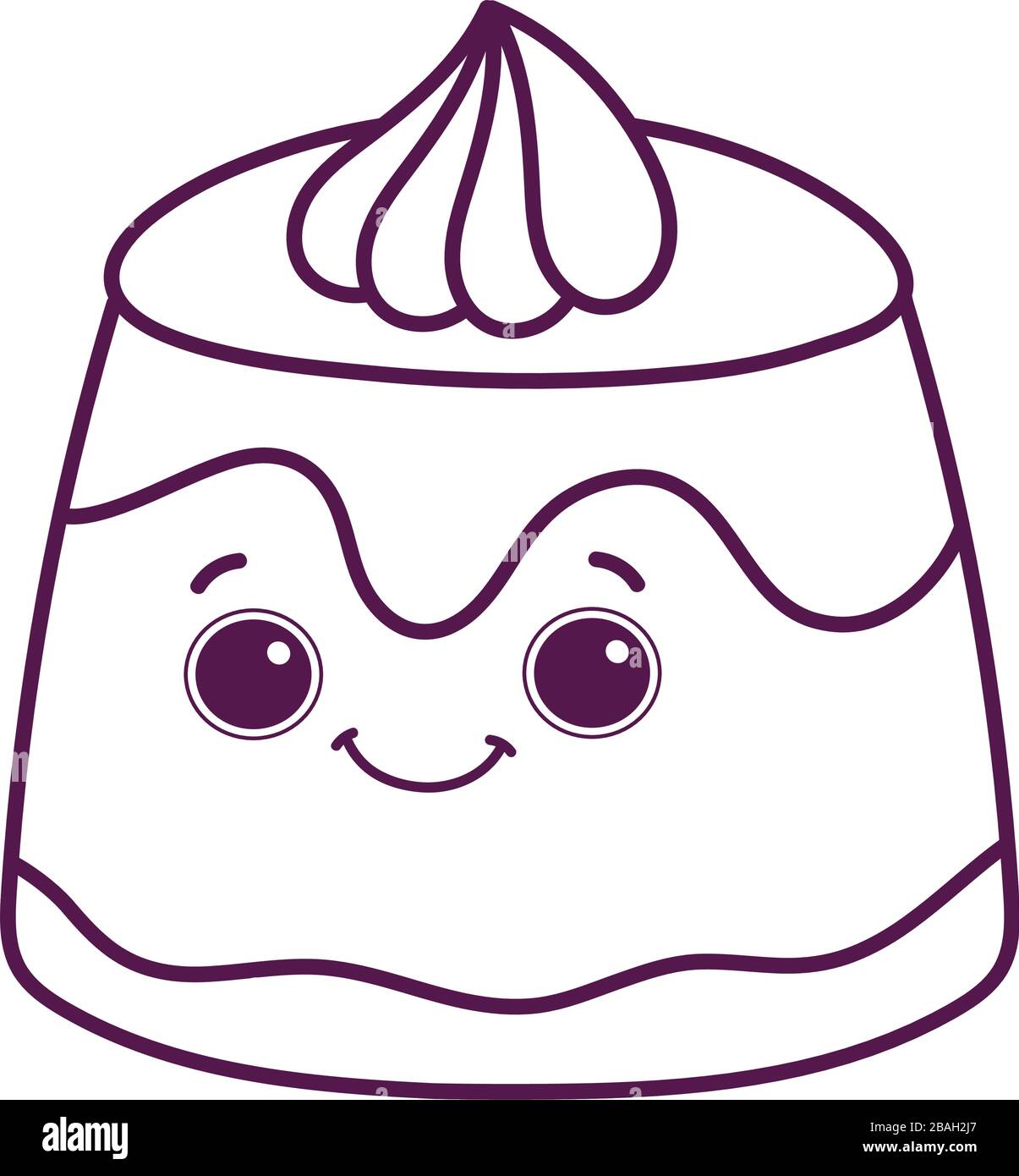 cute food jelly with cream sweet dessert kawaii cartoon vector ...