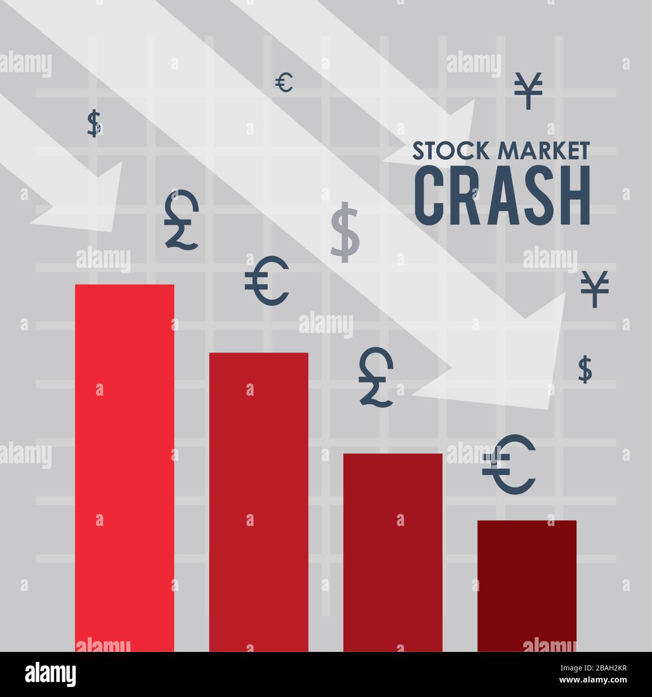 stock market crash with arrows down and statistics bars Stock Vector ...