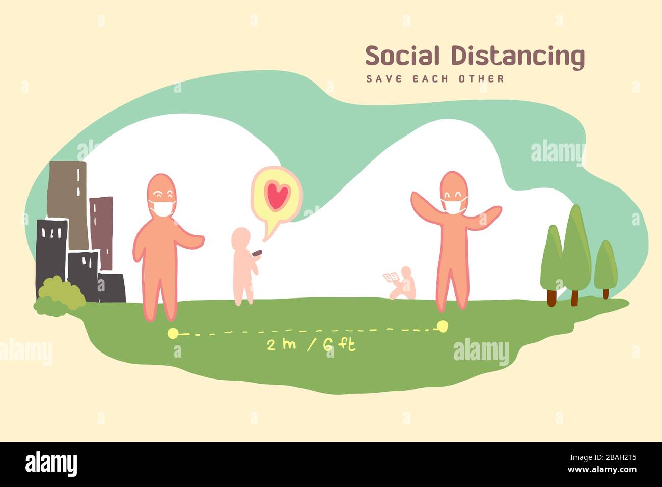 Social distancing, concept of people living by keep distance. To ...