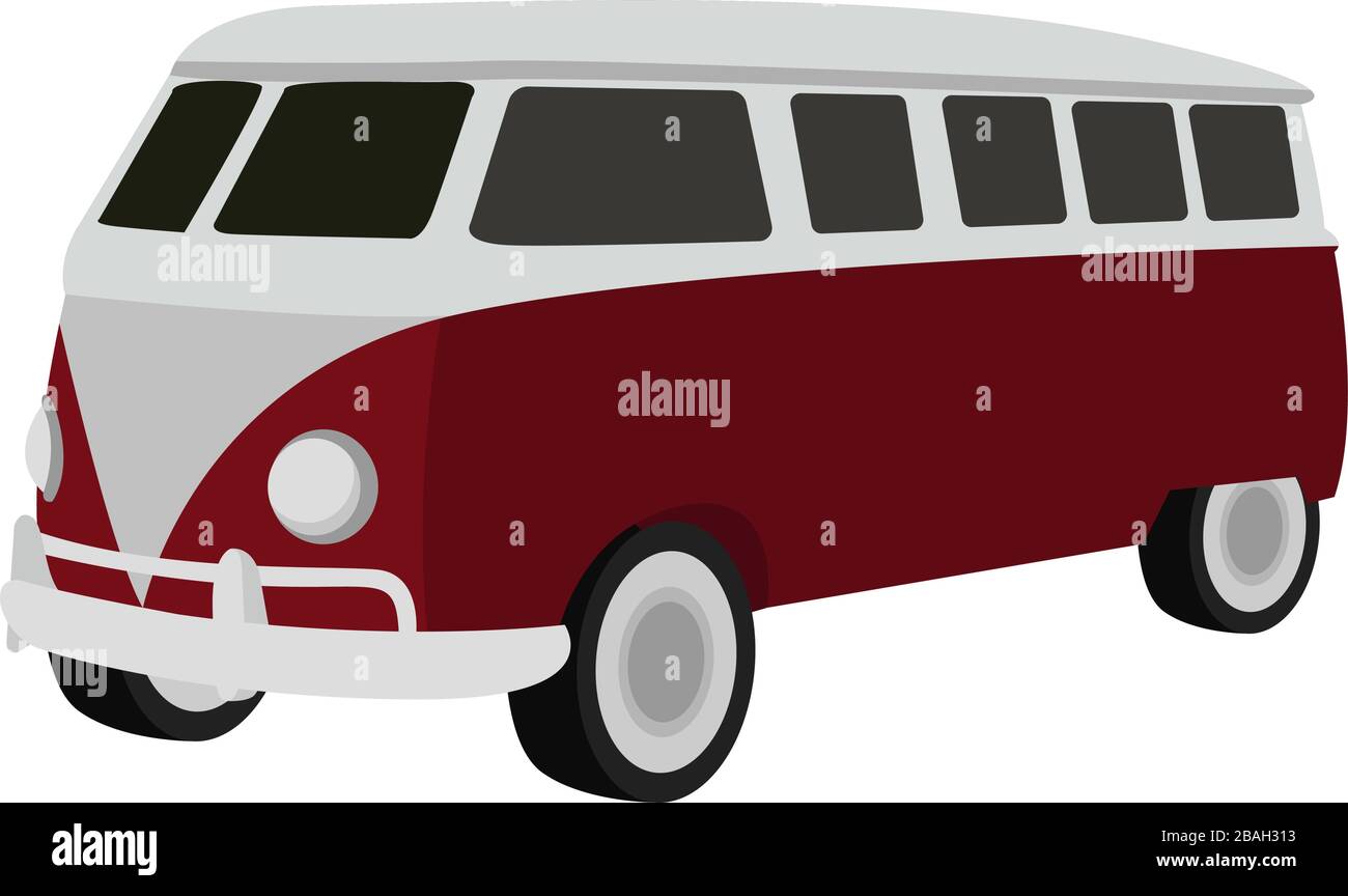 Red van, illustration, vector on white background Stock Vector Image ...