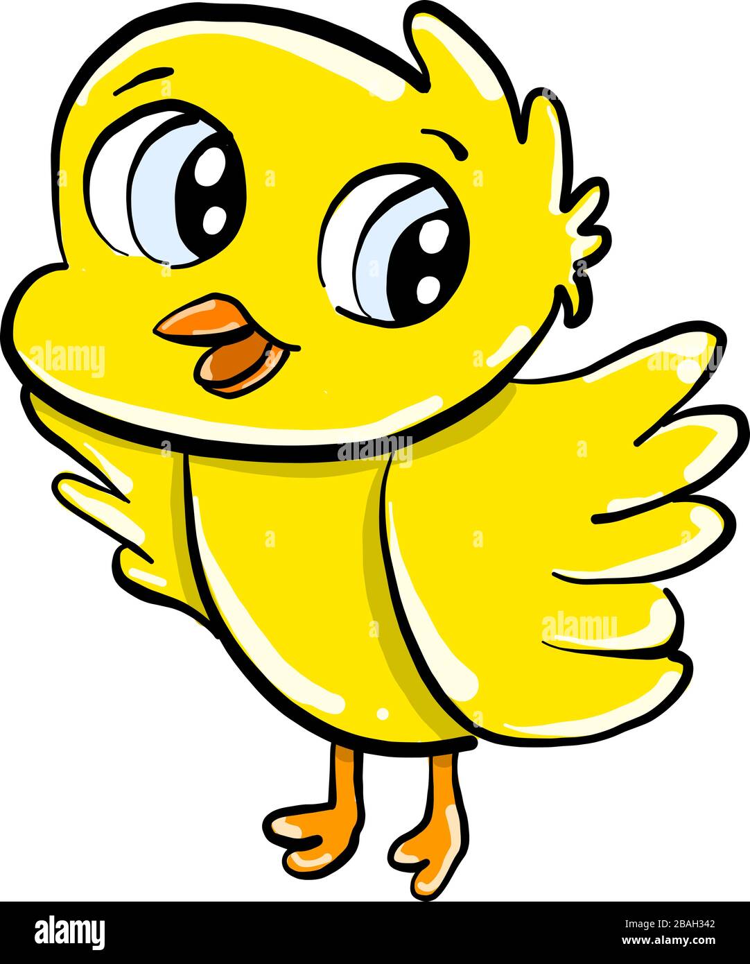 Yellow small bird, illustration, vector on white background Stock ...