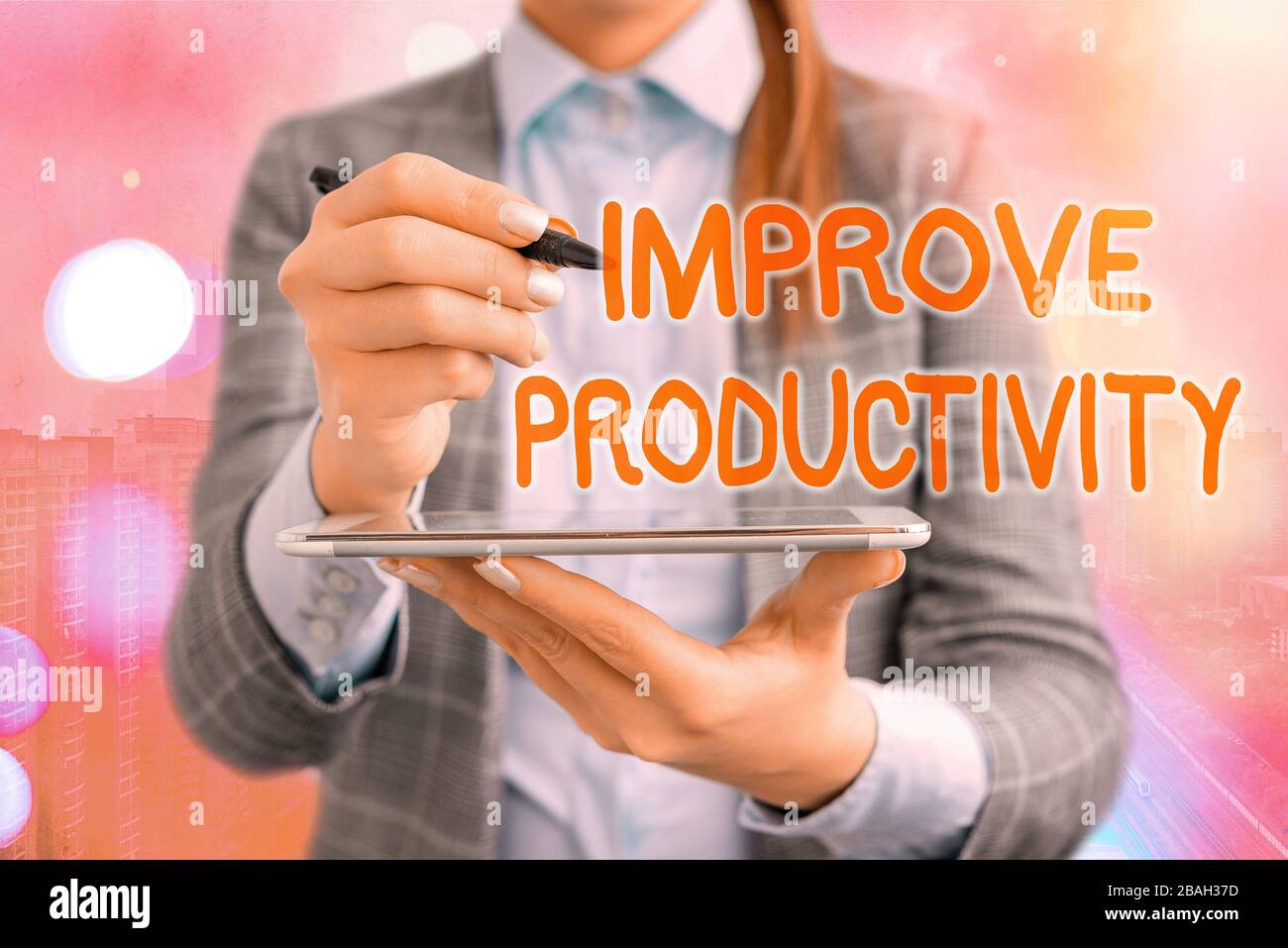 Text sign showing Improve Productivity. Business photo text to increase ...