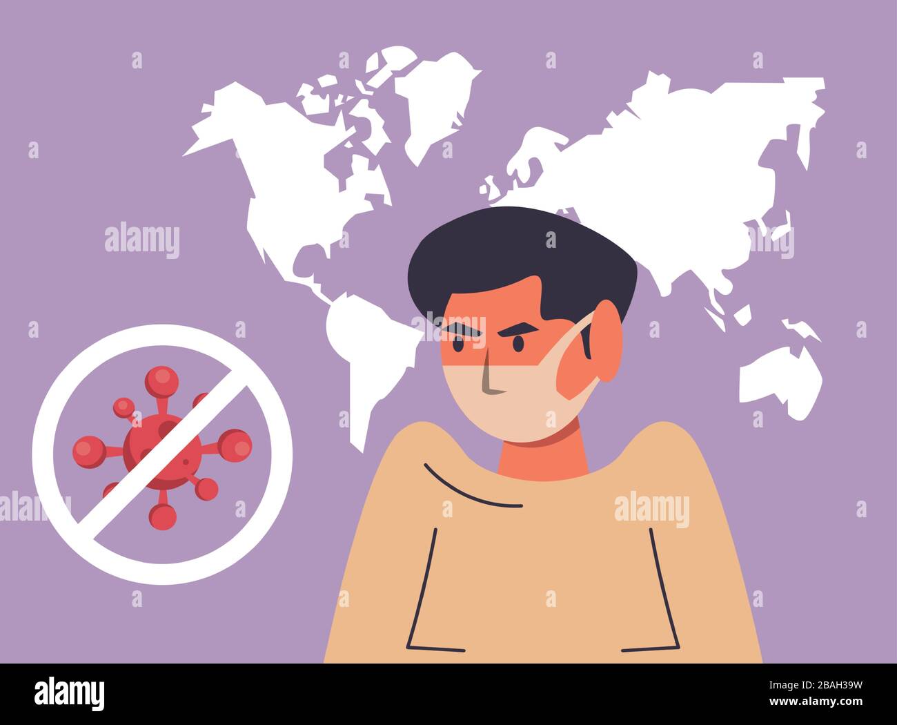 prevent the spread of covid19 campaign with man using face mask Stock ...