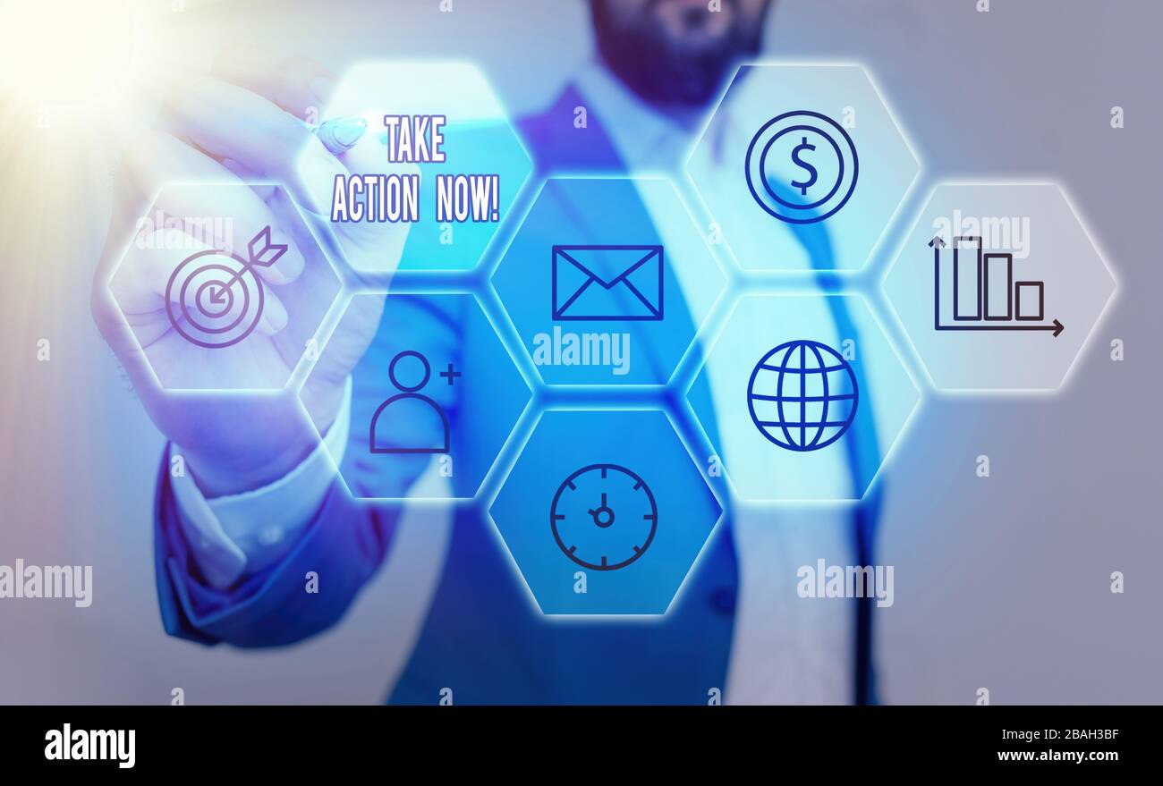 Conceptual hand writing showing Take Action Now. Concept meaning do ...