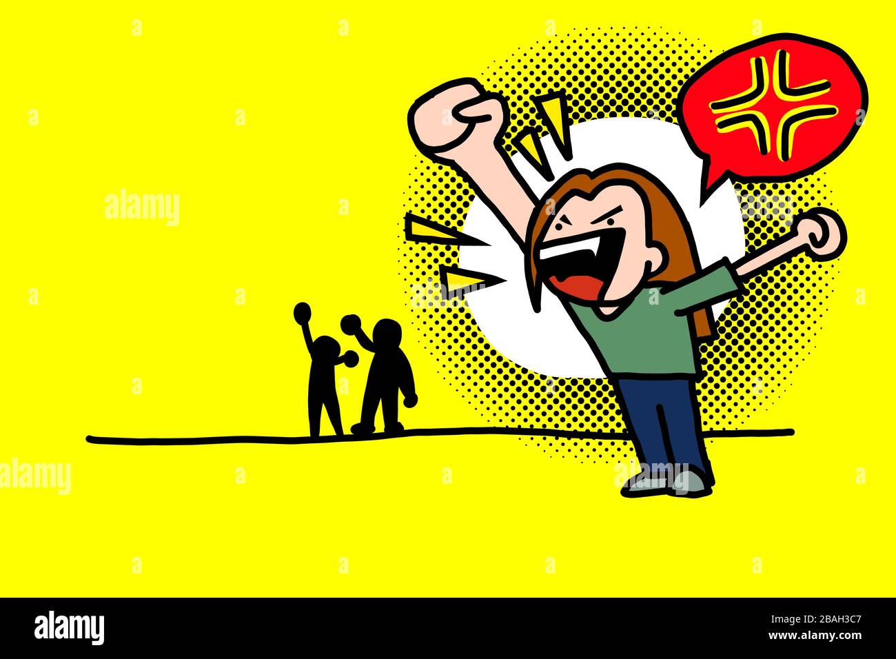 Anger shout with angry symbol bubble as speech. hand draw cartoon or ...
