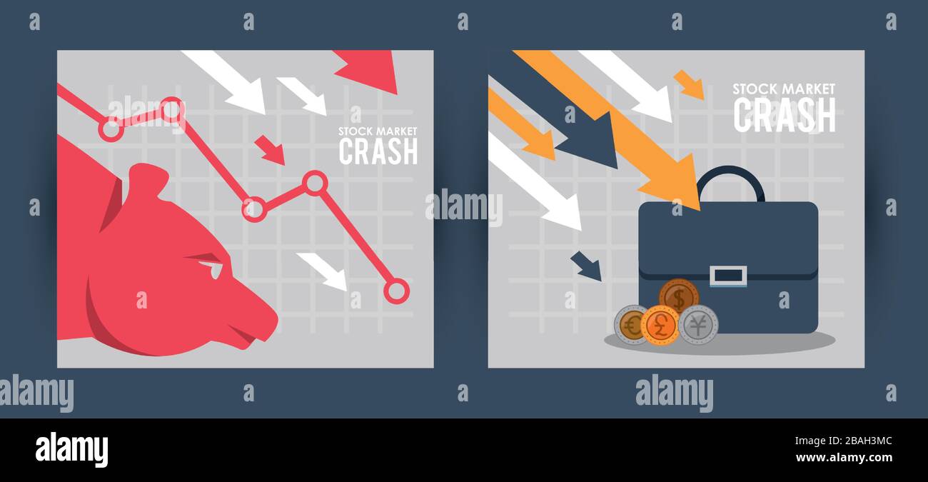 stock market crash with portfolio and infographic Stock Vector Image ...