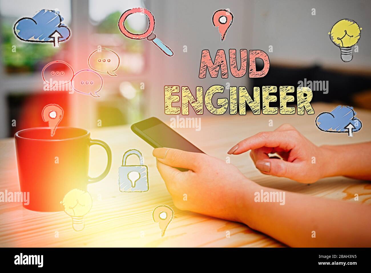 Text sign showing Mud Engineer. Business photo showcasing liable for ...