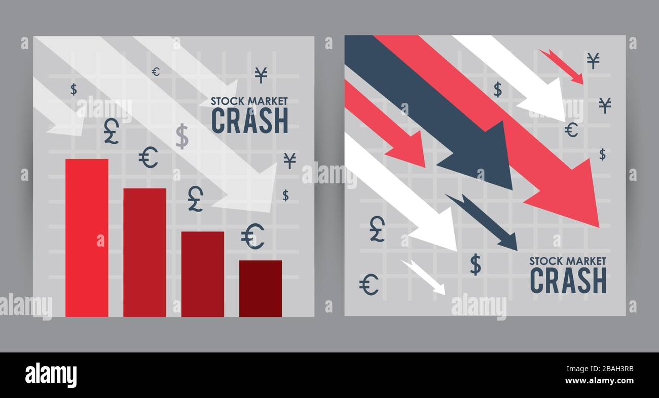 stock market crash with arrows down and statistics bars Stock Vector ...