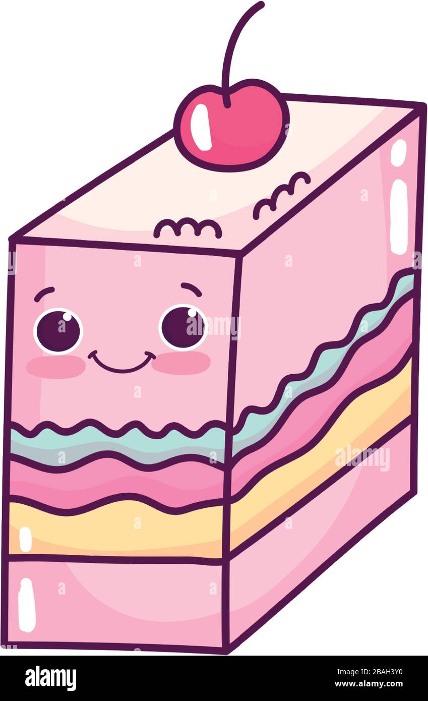 cute food slice jelly with fruit sweet dessert kawaii cartoon vector ...