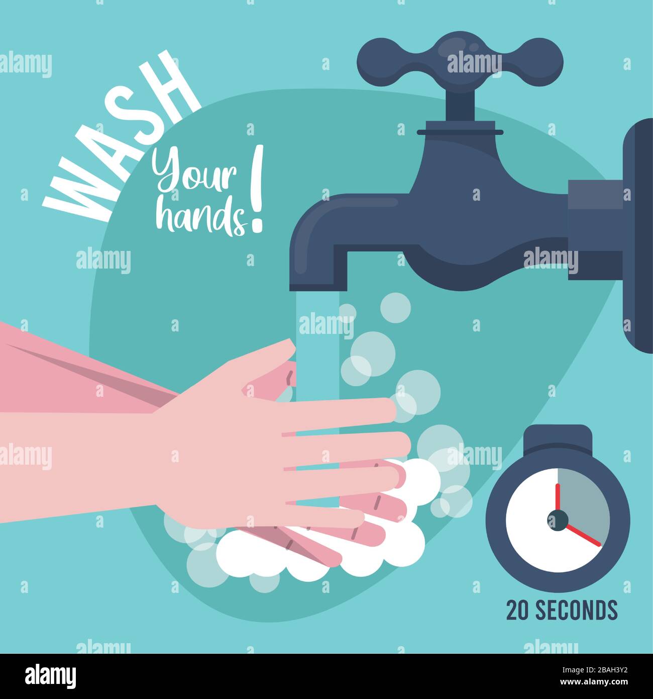 wash your hands campaign poster with water tap Stock Vector Image & Art ...
