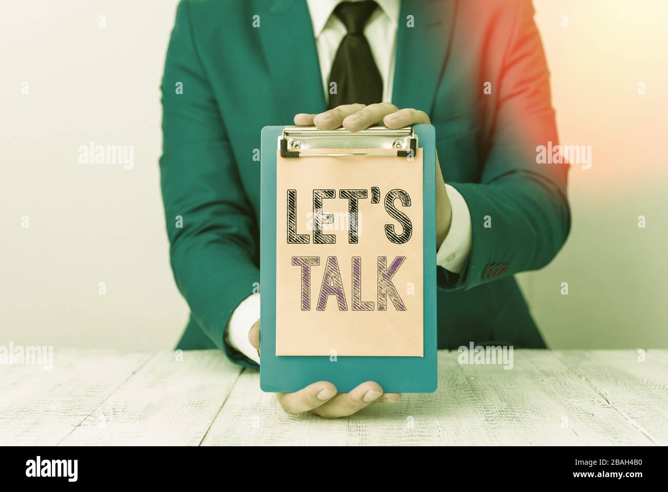 Conceptual hand writing showing Lets Is Talk. Concept meaning ...