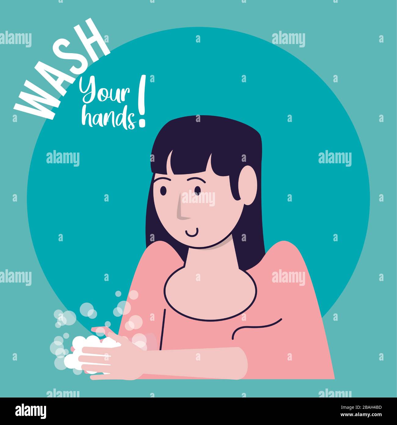 Wash Your Hands Campaign Poster With Woman Stock Vector Image And Art Alamy