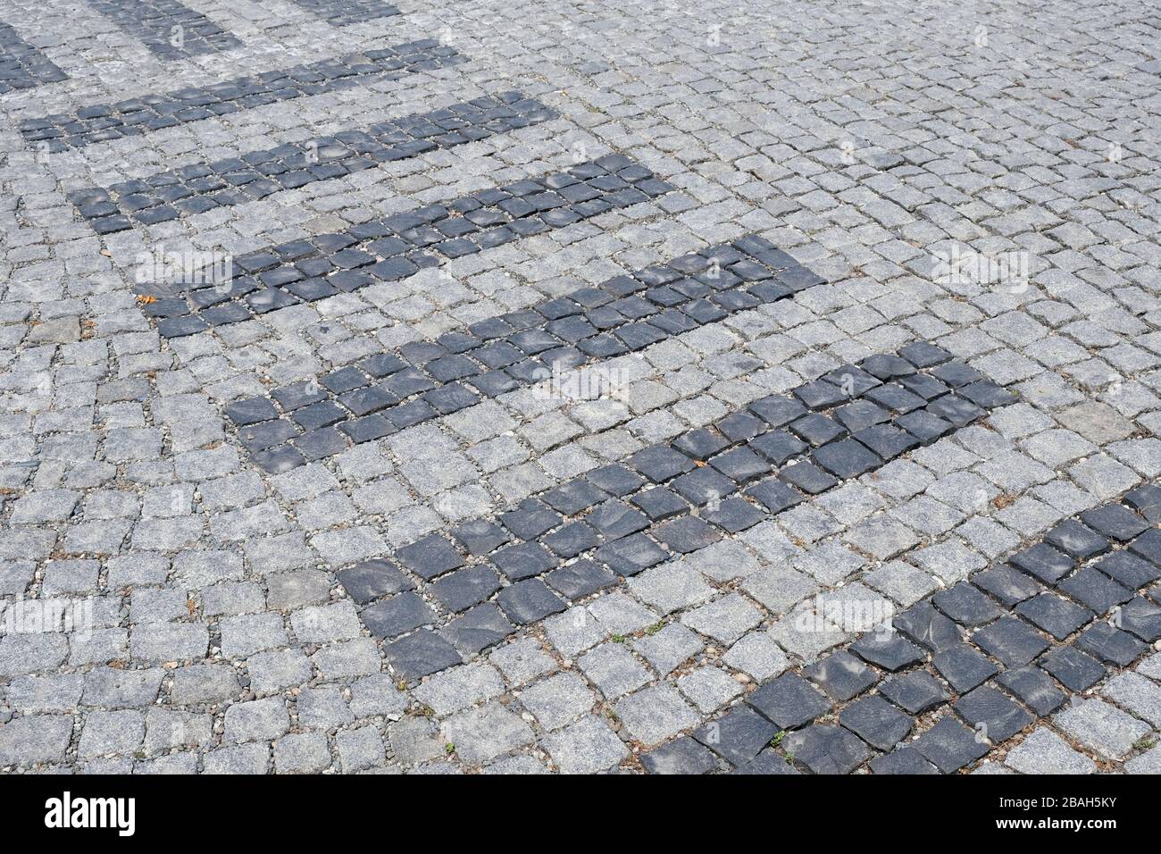 Pedestrian crossing on the pavement. Black stripes on the road covered ...