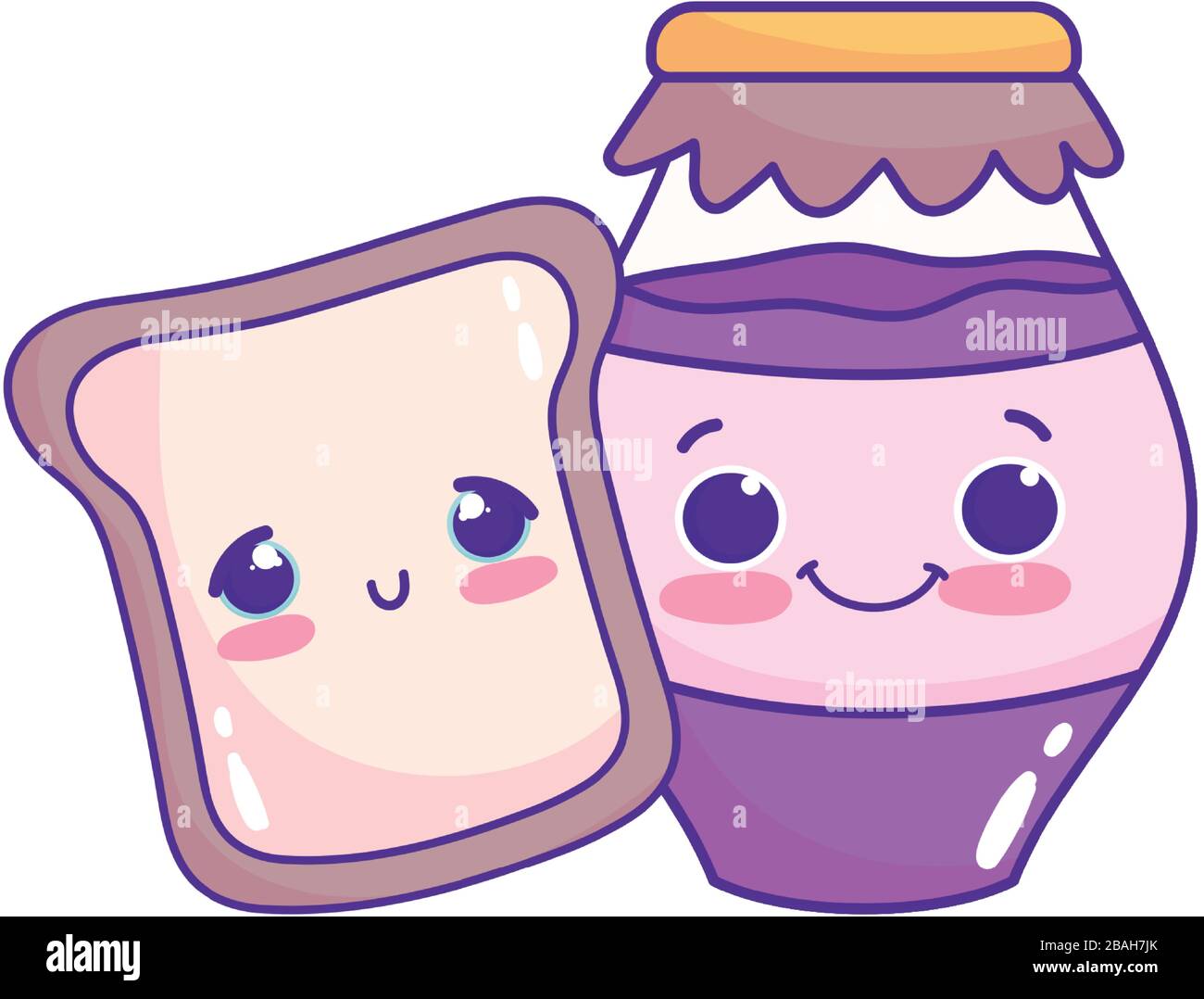 cute food bread and jar with jam flags sweet dessert pastry cartoon ...