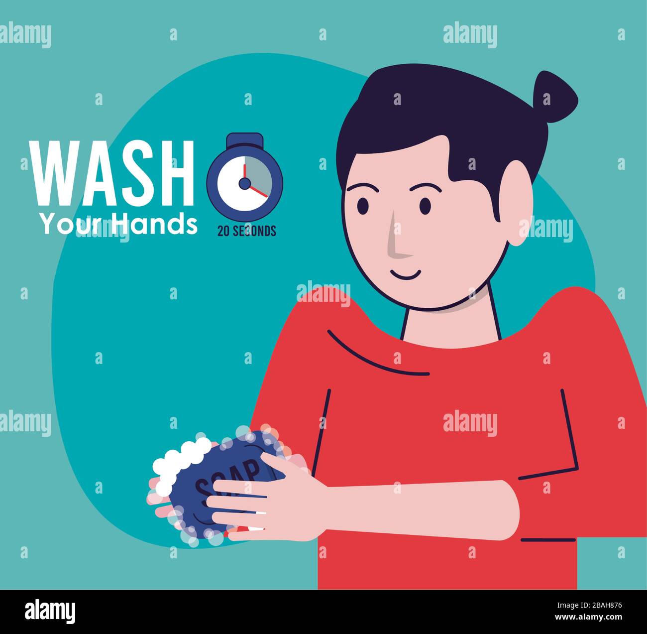 Wash Your Hands Campaign Poster With Woman Stock Vector Image And Art Alamy