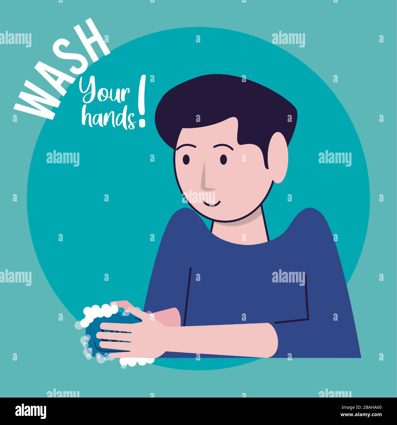 wash your hands campaign poster with man and soap Stock Vector Image ...