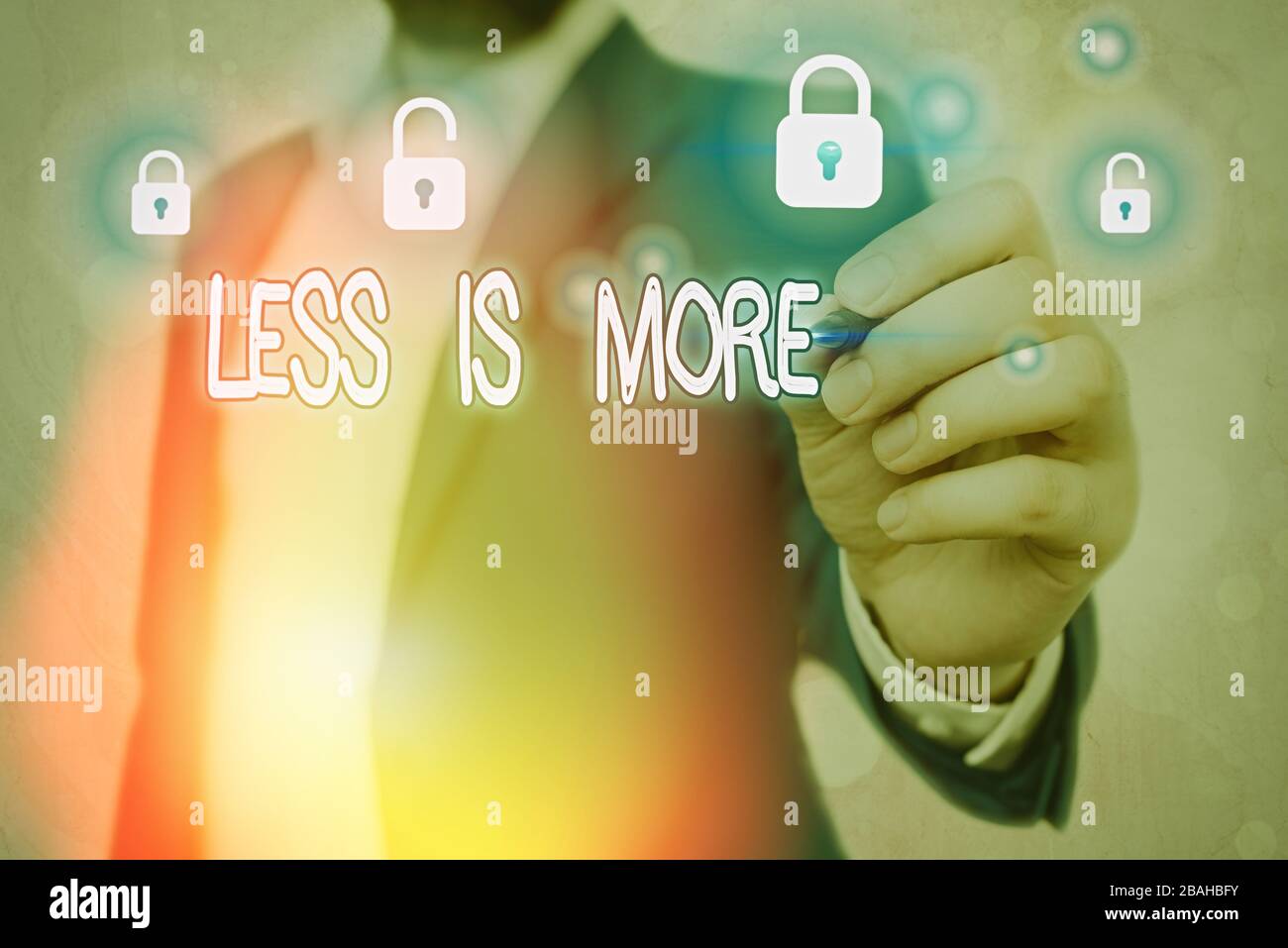 Text sign showing Less Is More. Business photo text used to express a ...