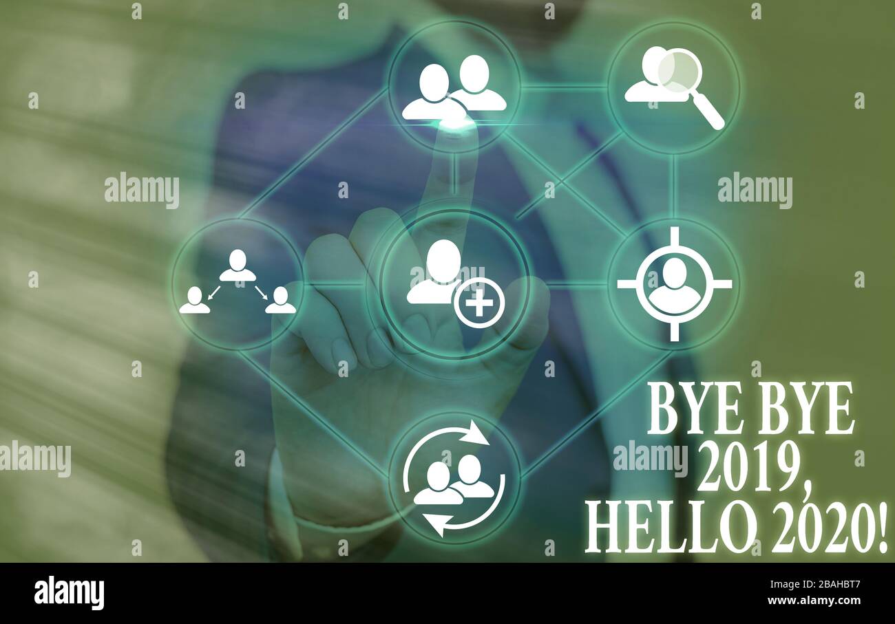 Writing note showing Bye Bye 2020 Hello 2020. Business concept for ...